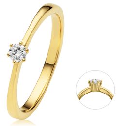 Diamantring ONE ELEMENT "0.1 ct Diamant Brillant Ring aus 585 Gelbgold" Fingerringe Gr. 48, Gelbgold 585-Diamanten, goldfarben (gold) Damen Gold Schmuck