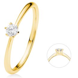 Diamantring ONE ELEMENT "0.15 ct Diamant Brillant Ring aus 585 Gelbgold" Fingerringe Gr. 52, Gelbgold 585-Diamanten, goldfarben (gold) Damen Gold Schmuck