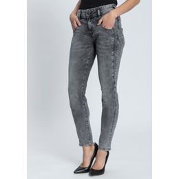 Slim-fit-Jeans Herrlicher "COSY SLIM" Gr. 30, Länge 32, grau (silent 730) Damen Jeans Röhrenjeans Shaping-Wirkung durch eingearbeiteten Keileinsatz