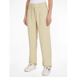 Webhose Calvin Klein Jeans "WAIST TIES TAPERED TWILL PANT" Gr. L (40), N-Gr, grün (green haze) Damen Hosen Stoffhosen mit Logomarkenlabel