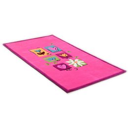 Kinderteppich Theko "Wunderland" Teppiche Gr. B/L: 80 cm x 150 cm, 14 mm, 1 St., pink Kinder Kinderzimmerteppiche Kurzflor, Motiv Blumen, handgearbeiteter Reliefschnitt