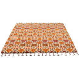 Wollteppich Theko "Marmoucha" Teppiche Gr. B/L: 140 cm x 200 cm, 24 mm, 1 St., orange (terra) Berber-Teppiche echter Berber Teppich, reine Wolle, handgeknüpft, auch als Läufer