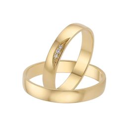 Trauring Firetti "Schmuck Geschenk Gold 375 Hochzeit Ehering "LIEBE"" Fingerringe Gr. 21, 0,02 ct SI = kleine Einschlüsse mit Brillanten, Gelbgold 585, 3,5 mm, goldfarben (gelbgoldfarben) Made in Germany, wahlweise mit oder ohne Brillanten