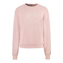 Sweatshirt Tommy Hilfiger "REG FLAG SCRIPT CNK SWTSHRT" Gr. L (40), pink (whimsy pink) Damen Sweatshirts mit Logodruck auf der Brust