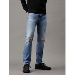 Straight-Jeans Calvin Klein Jeans "AUTHENTIC STRAIGHT" Gr. 32, Länge 34, blau (denim medium) Herren Jeans Straight Fit in klassischer 5-Pocket-Form
