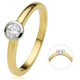 Diamantring ONE ELEMENT "0.2 ct Diamant Brillant Zarge Ring aus 585 Gelbgold" Fingerringe Gr. 48, Gelbgold 585-Weißgold 585-Diamanten, goldfarben (gold) Damen Diamantringe Gold Schmuck Zarge