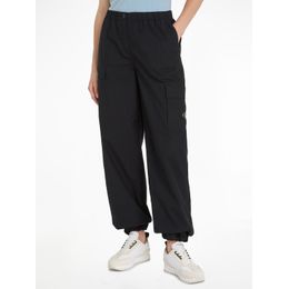 Cargohose Calvin Klein Jeans "CARGO PANT" Gr. XS (34), N-Gr, schwarz (ck black) Damen Hosen Stoffhosen mit Markenlabel