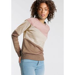 Sweater Ragwear "JOHANKA BLOCK" Gr. XL (42), beige Damen Sweatshirts Crew Neck im Color-Blocking Design