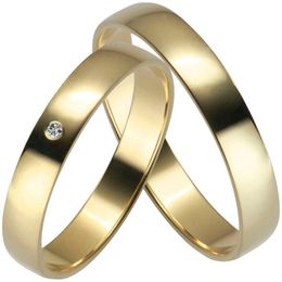 Trauring Firetti "Schmuck Geschenk Gold 375 Hochzeit Ehering "LIEBE"" Fingerringe Gr. 52, 0,01 ct SI = kleine Einschlüsse mit Brillant, Gelbgold 375, 2,5 mm, gelb (gelbgoldfarben) Made in Germany - wahlweise mit oder ohne Brillant