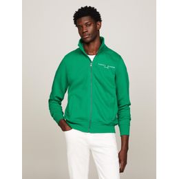 Sweater Tommy Hilfiger "TOMMY LOGO ZIP THRU STAND COLLAR" Gr. XXL, grün (olympic green) Herren Sweatshirts mit Reißverschluss und geteilter Kängurutasche