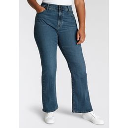 LEVI'S® PLUS Bootcut-Jeans LEVI'S PLUS "725", Damen, Gr. 16 (46), Länge 30, blau (absence of light), Denim/Jeans, Obermaterial: 85% Baumwolle, 7% Lyocell, 6% Elastomultiester, 2% Elasthan, casual, Jeans, High Rise