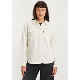 Levi's Jeansbluse LEVI'S "ESSENTIAL WESTERN" Gr. L (40), weiß (wollweiß), Damen, Denim/Jeans, Obermaterial: 76% Baumwolle, 24% Hanf, Blusen, mit Brusttaschen mit Druckknöpfen