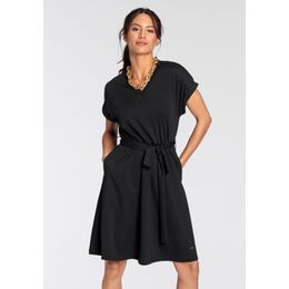 Jerseykleid Bruno Banani Gr. 34, N-Gr, schwarz Damen Kleider Freizeitkleider geschnürter Rücken