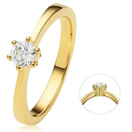 Diamantring ONE ELEMENT "0.25 ct Diamant Brillant Ring aus 585 Gelbgold" Fingerringe Gr. 48, Gelbgold 585-Diamanten, goldfarben (gold) Damen Gold Schmuck