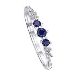 Diamantring ONE ELEMENT "0,06 ct Diamant Brillant Safir Ring aus 585 Weißgold" Fingerringe Gr. 60, mit Diamant, Weißgold 585-Diamanten, silberfarben (silber) Damen Gold Schmuck