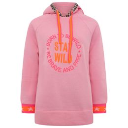 Sweatshirt Zwillingsherz Gr. SM, rosa Damen Sweatshirts Frontprint, detailreiche Kapuze