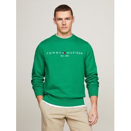 Sweatshirt Tommy Hilfiger "TOMMY LOGO SWEATSHIRT" Gr. L, grün (olympic green) Herren Sweatshirts mit klassischem Rundhalsausschnitt