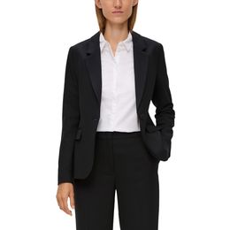 Kurzblazer s.Oliver BLACK LABEL Gr. 34, schwarz, Damen, Obermaterial: 47% Polyester, 47% Viskose, 6% Elasthan, unifarben, Blazer, mit Pattentaschen vorne