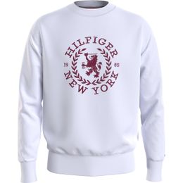 Sweatshirt Tommy Hilfiger "BIG ICON CREST SWEATSHIRT" Gr. M, weiß (white) Herren Sweatshirts mit großem Logo auf der Brust