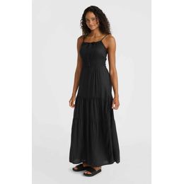 O`Neill Shirtkleid O'NEILL "QUORRA MAXI DRESS" Gr. XL (42), N-Gr, schwarz (black out) Damen Kleider Freizeitkleider mit Kordel