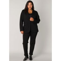 Jerseyblazer Base Level Curvy, Damen, Gr. 44, schwarz, Obermaterial: 65% Viskose, 30% Nylon, 5% Elasthan, casual, regular fit, tiefer V-Ausschnitt, Langarm, Blazer, mit Taschenklappen