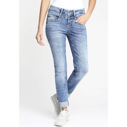 Skinny-fit-Jeans Gang "94MARISSA" Gr. 30, N-Gr, blau (smooth washed) Damen Jeans Röhrenjeans mit modischer V-Passe vorn & hinten