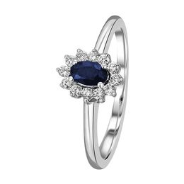 Diamantring ONE ELEMENT "0,15 ct Diamant Brillant Safir Ring aus 585 Weißgold" Fingerringe Gr. 50, mit Diamant, Weißgold 585-Diamanten, silberfarben (silber) Damen Gold Schmuck