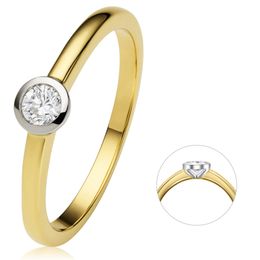 Diamantring ONE ELEMENT "0.15 ct Diamant Brillant Zarge Ring aus 585 Gelbgold" Fingerringe Gr. 48, Gelbgold 585-Weißgold 585-Diamanten, goldfarben (gold) Damen Gold Schmuck Zarge