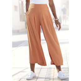 Culotte Lascana Gr. 42, N-Gr, orange (peach) Damen Hosen Strandhosen weite sommerliche Stoffhose mit Taschen Bestseller