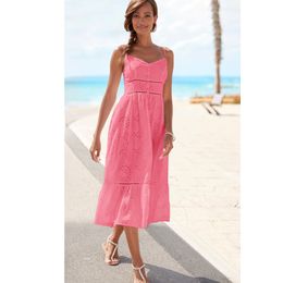 Midikleid Buffalo Gr. 34, N-Gr, pink Damen Kleider Strandkleider mit hochwertiger Lochstickerei Bestseller
