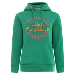 Sweatshirt Zwillingsherz Gr. LXL, grün Damen Sweatshirts mit Kapuze, großer Frontprint, neonfarben