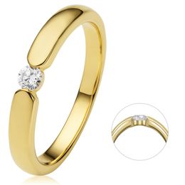 Diamantring ONE ELEMENT "0.13 ct Diamant Brillant Spannfassung Ring aus 585 Gelbgold" Fingerringe Gr. 48, Gelbgold 585-Diamanten, goldfarben (gold) Damen Gold Schmuck Spannfassung