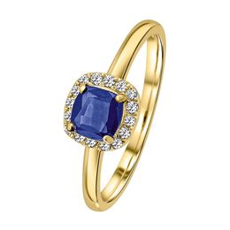 Diamantring ONE ELEMENT "0,12 ct Diamant Brillant Safir Ring aus 585 Gelbgold" Fingerringe Gr. 50, mit Diamant, Gelbgold 585-Diamanten, goldfarben (gold) Damen Gold Schmuck