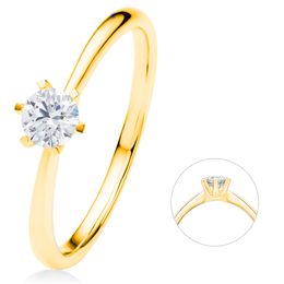 Diamantring ONE ELEMENT "0.25 ct Diamant Brillant Ring aus 750 Gelbgold" Fingerringe Gr. 56, Gelbgold 750-Diamanten, goldfarben (gold) Damen Gold Schmuck