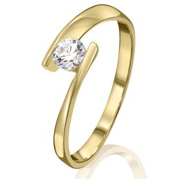 Goldring ONE ELEMENT "Zirkonia Ring aus 333 Gelbgold" Fingerringe Gr. 60, mit Zirkonia, Gelbgold 333, goldfarben (gold) Damen Gold Schmuck