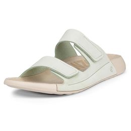 Pantolette Ecco "COZMO W" Gr. 39, patellgrün Damen Schuhe Strandaccessoires Sommerschuh, Schlappen mit zwei Klettverschlussriemen