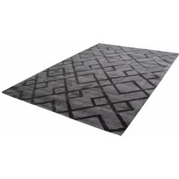 Teppich Kayoom "Luxury 310" Teppiche Gr. B/L: 80 cm x 150 cm, 13 mm, 1 St., grau (anthrazit) Esszimmerteppiche Wohnzimmer