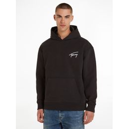 Kapuzensweatshirt Tommy Jeans "TJM RLX SIGNATURE HOODIE EXT" Gr. L, schwarz (black) Herren Sweatshirts mit aufgesticktem Signatur-Logo