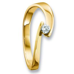 Diamantring ONE ELEMENT "0.09 ct Diamant Brillant Ring aus 585 Gelbgold" Fingerringe Gr. 48, mit Diamant, Gelbgold 585-Diamanten, goldfarben (gold) Damen Gold Schmuck