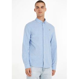 Langarmhemd Tommy Jeans "TJM SLIM STRETCH OXFORD SHIRT" Gr. XXL, N-Gr, blau (perfume blue) Herren Hemden Langarm aus Bio-Baumwolle