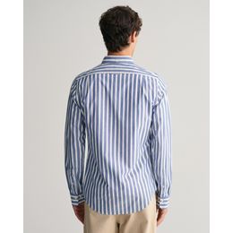 Langarmhemd Gant "REG WIDE POPLIN STRIPE SHIRT" Gr. L, N-Gr, blau (college blue) Herren Hemden Langarm mit breiten Streifen