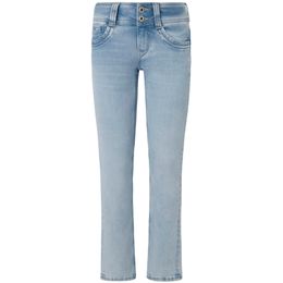 Slim-fit-Jeans Pepe Jeans Gr. 30, Länge 32, blau (lt bl powerf) Damen Jeans Röhrenjeans mit 2-Knopf-Verschluß