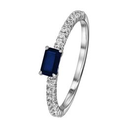 Diamantring ONE ELEMENT "0,18 ct Diamant Brillant Safir Ring aus 585 Weißgold" Fingerringe Gr. 50, mit Diamant, Weißgold 585-Diamanten, silberfarben (silber) Damen Gold Schmuck