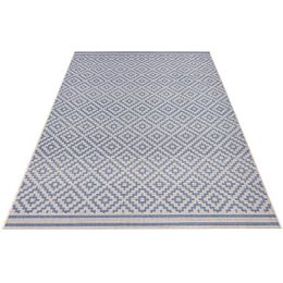 Teppich NORTHRUGS "Raute" Teppiche Gr. B/L: 240 cm x 340 cm, 8 mm, 1 St., blau In-& Outdoor, Wetterfest, Balkon, Garten, Wohnzimmer, Terrasse, Raute