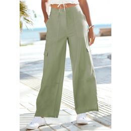 Cargohose Buffalo Gr. 34, N-Gr, grün (salbeigrün) Damen Hosen Strandhosen aus Lyocell in weiter Form, lässige Stoffhose mit seitlichen Taschen