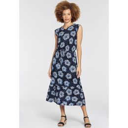 Boysen's Maxikleid BOYSEN'S Gr. 48, N-Gr, blau (marine) Damen Kleider Strandkleider mit maritimen Floral-Alloverdruck - NEUE KOLLEKTION