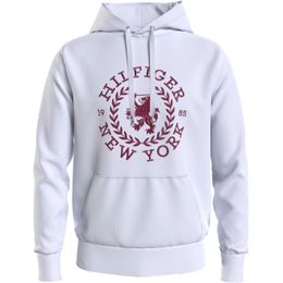 Kapuzensweatshirt Tommy Hilfiger "BIG ICON CREST HOODIE" Gr. M, weiß (white) Herren Sweatshirts mit Logo-Stickerei