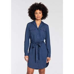 Hemdblusenkleid HECHTER PARIS Gr. 40, N-Gr, blau Damen Kleider Langarm mit Brusttaschen - NEUE KOLLEKTION