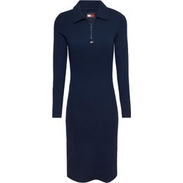 Polokleid Tommy Jeans Gr. L (40), N-Gr, blau (marine) Damen Kleider Freizeitkleider mit Polokragen & Reißverschluss