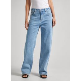Loose-fit-Jeans Pepe Jeans "LOOSE ST HW" Gr. 29, Länge 30, blau (light used) Damen Jeans Weite mit geradem, weitem Bein